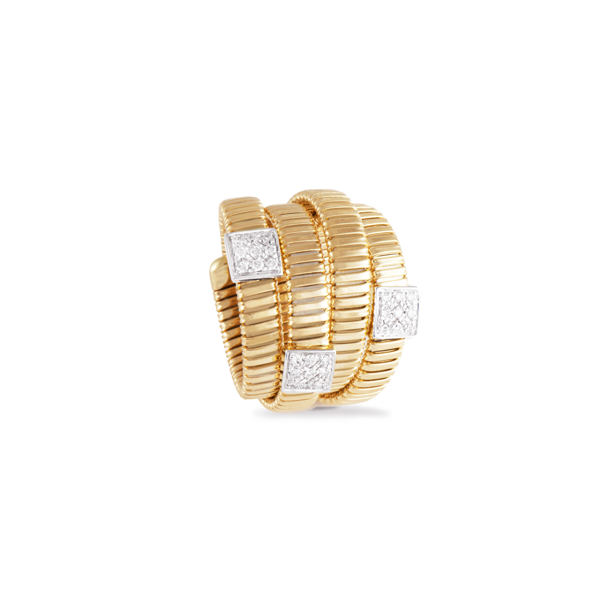 Yellow gold ring with white diamonds