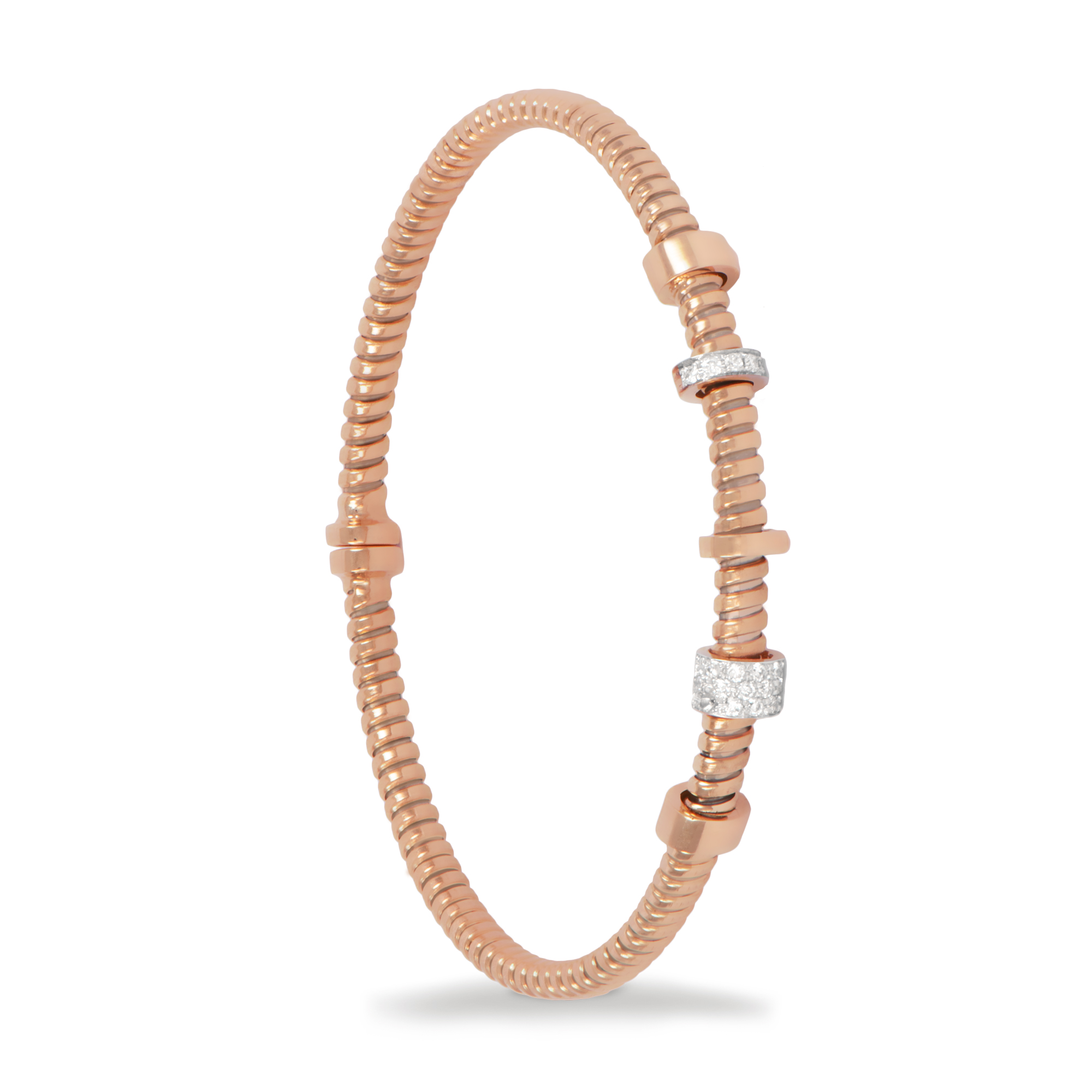 Pink gold bracelet with white diamonds