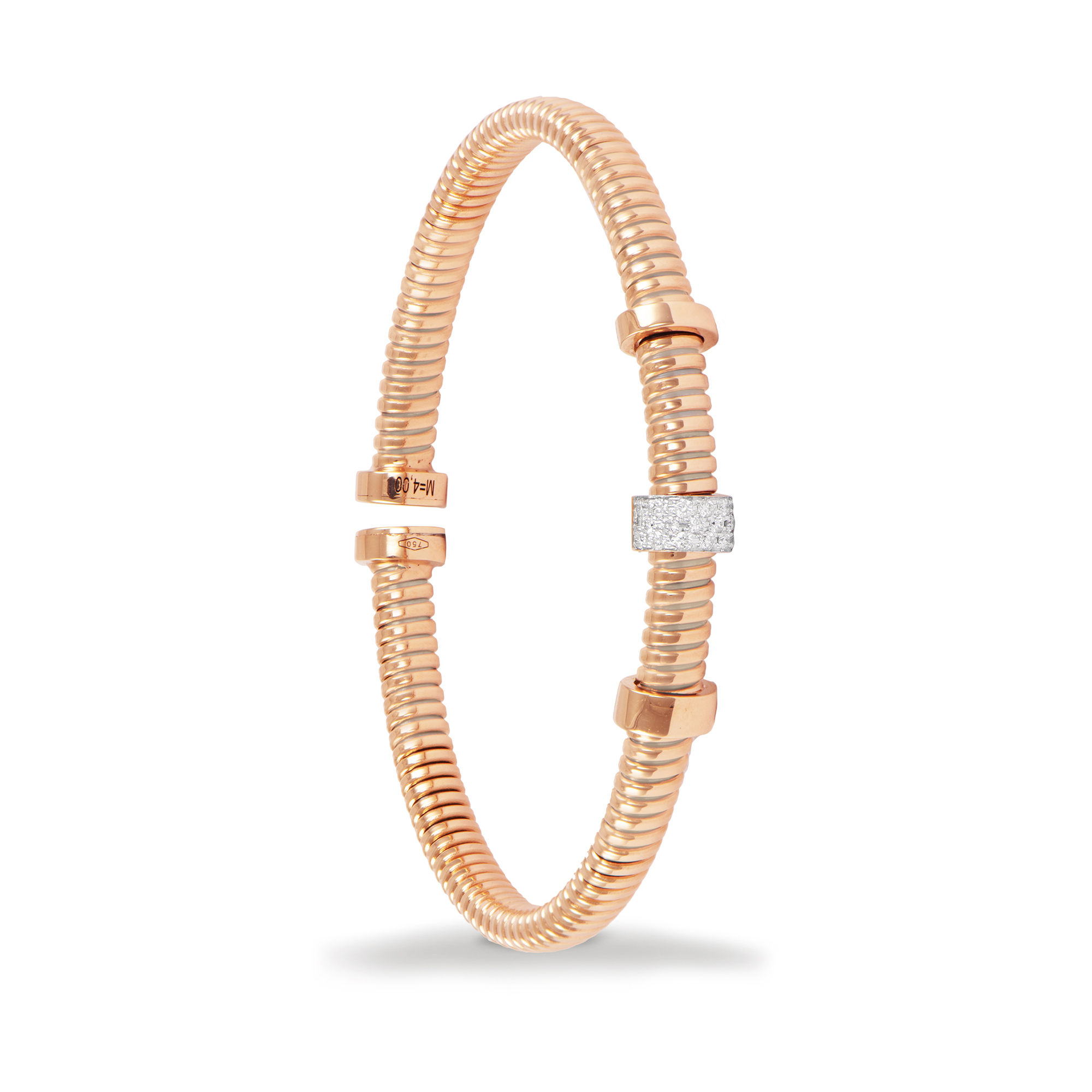 Pink gold bracelet with white diamonds