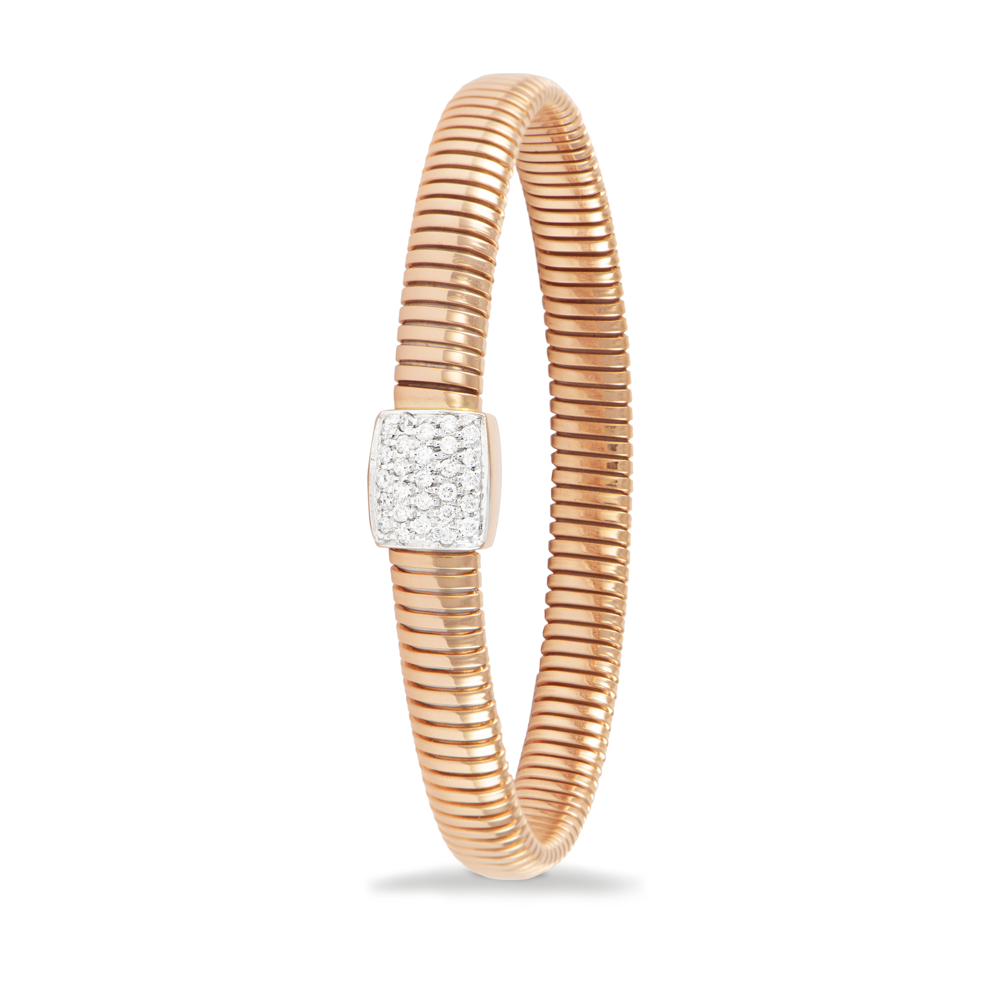 Pink gold bracelet with white diamonds